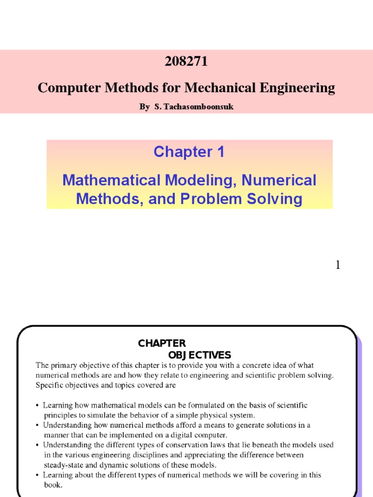 Computer Methods For Mechanical Engineering: Mathematical Modeling ...