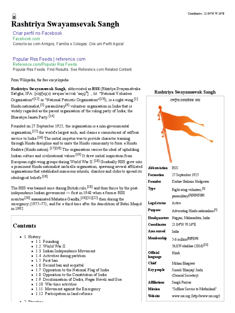 Rashtriya Swayamsevak Sangh - Wikipedia | PDF | Indian Nationalism ...