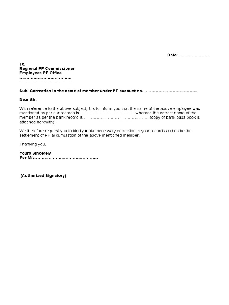 Member Name Correction in PF | PDF