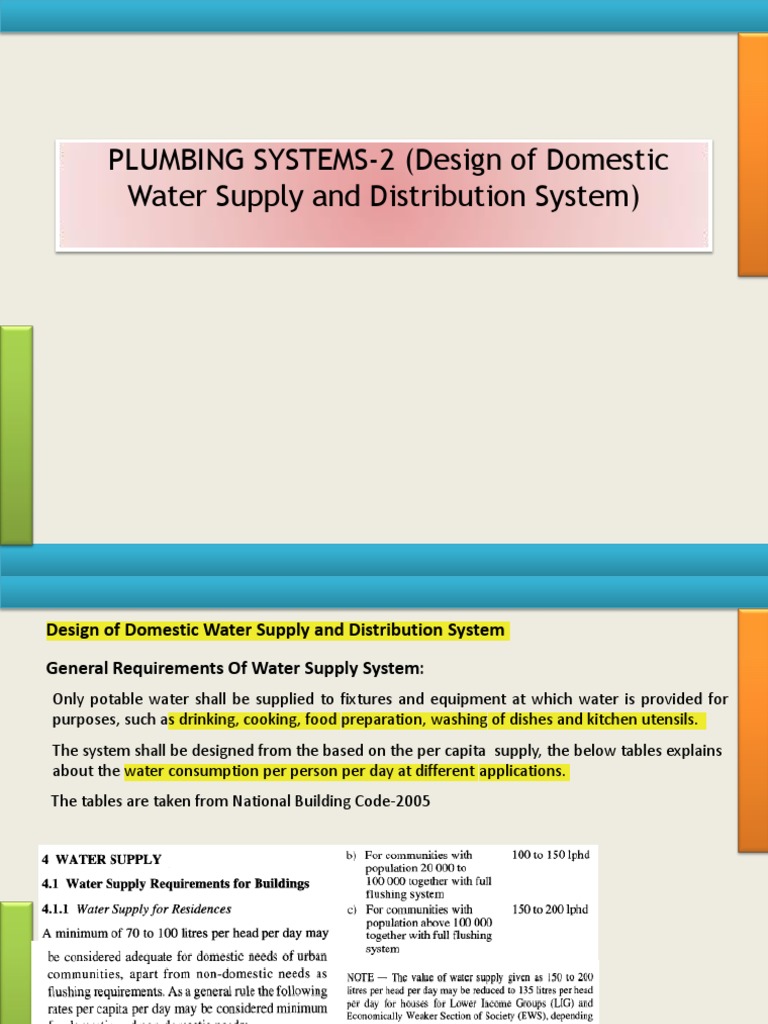 Domestic Water Supply System Design | PDF | Water Supply | Plumbing