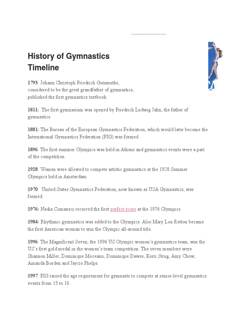 Gymnastics History Timeline Overview | PDF
