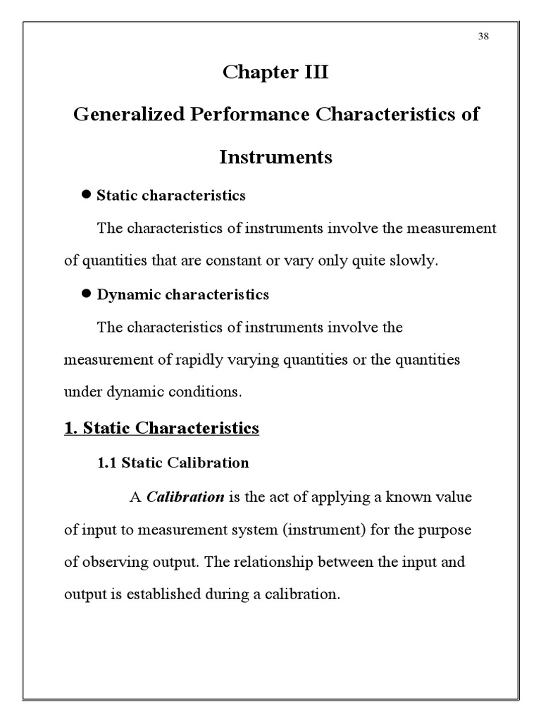 Chapter III Generalized Performance Characteristics of Instruments ...