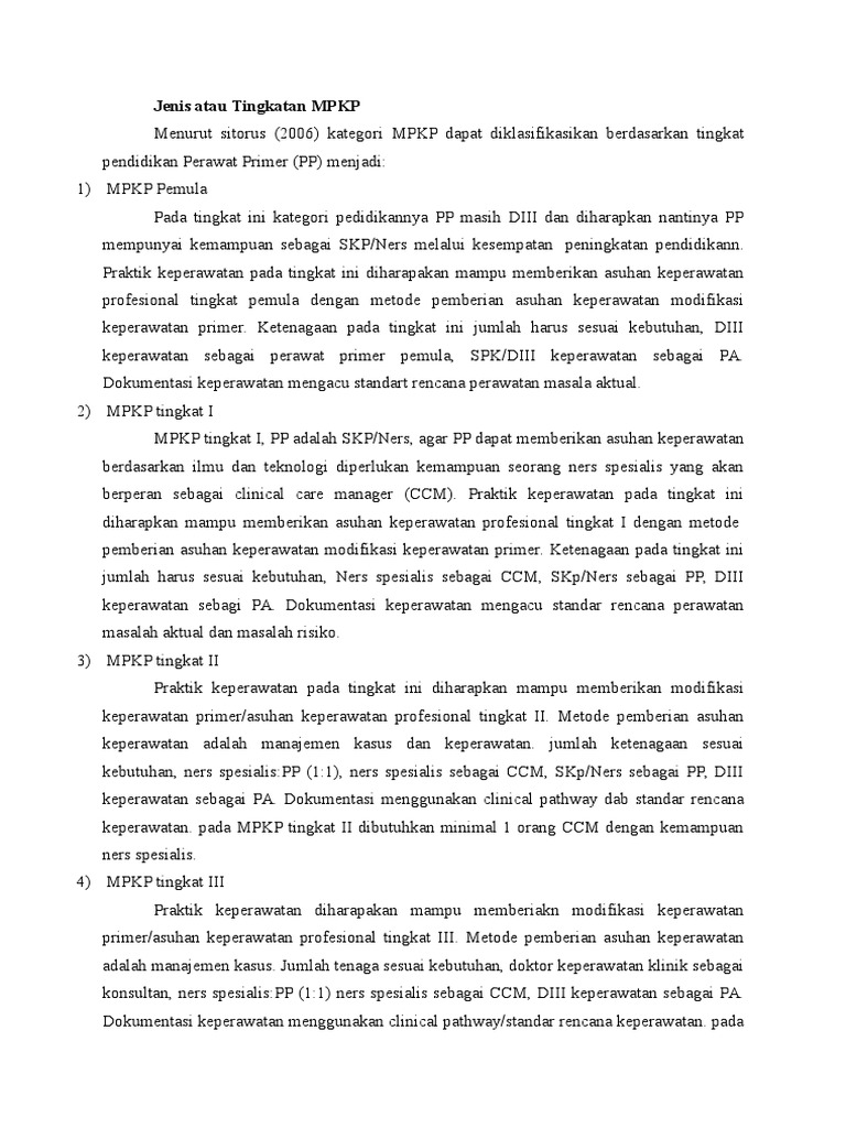 Jenis Atau Tingkatan MPKP | PDF