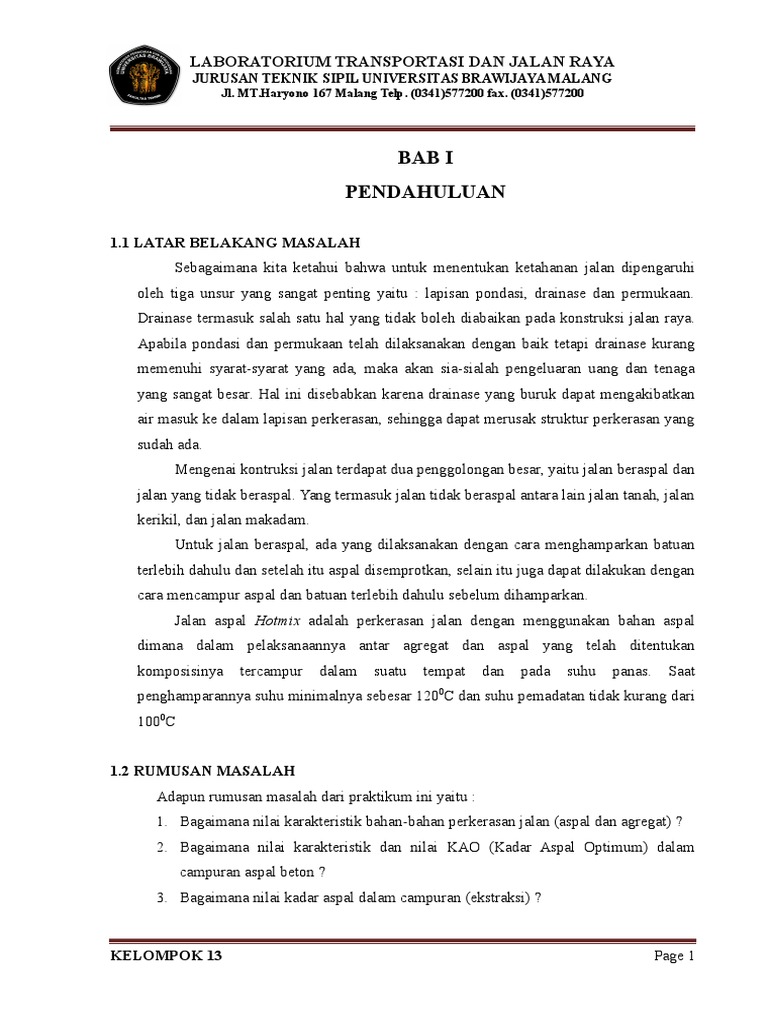 Contoh Laporan Fix Bab 1-5 | PDF