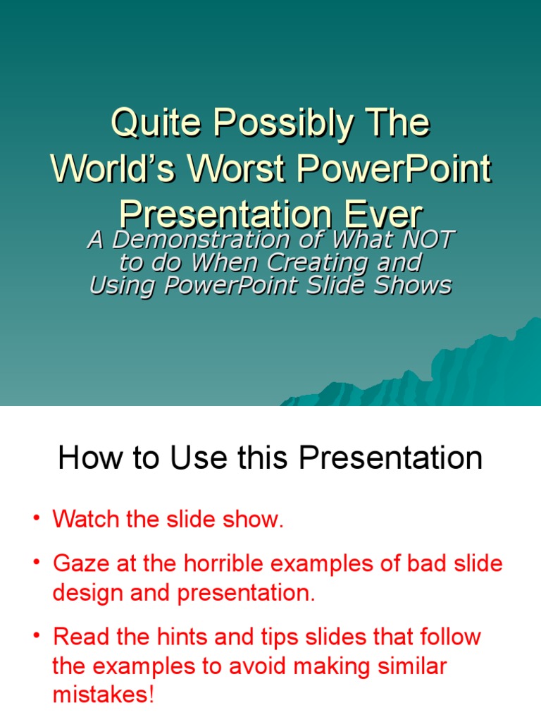 Worst Presentation Ever Stand Alone | PDF