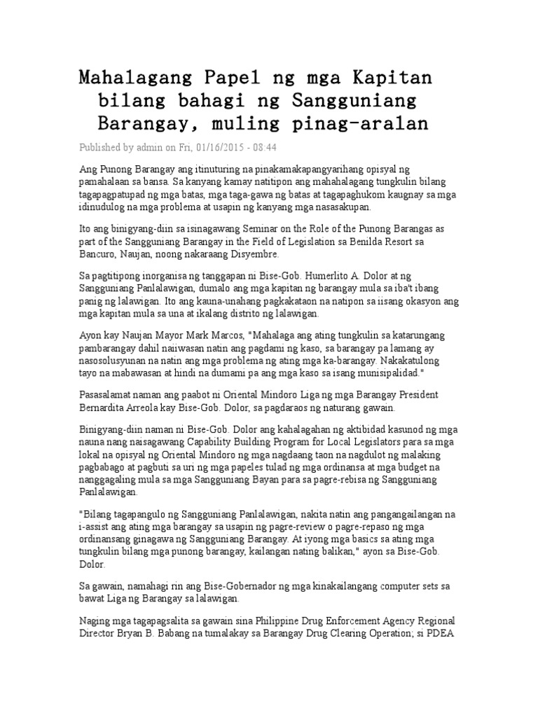 Mahalagang Papel NG Mga Kapitan | PDF Mahalagang Papel NG Mga Kapitan | PDF