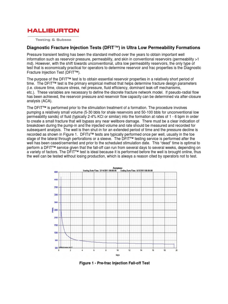 Diagnostic Fracture Injection Tests in Ultra Low Perm Formations | PDF ...