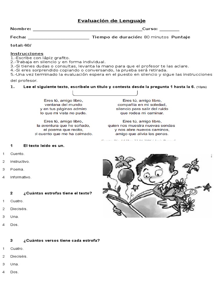 Prueba Lenguaje Tercero Basico | PDF