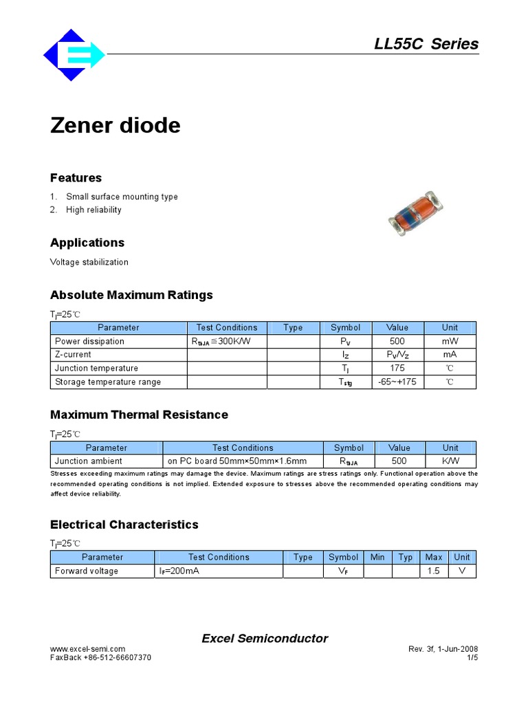 Zener Diode: LL55C Series | PDF | Diode | Electrical Resistance And Conductance