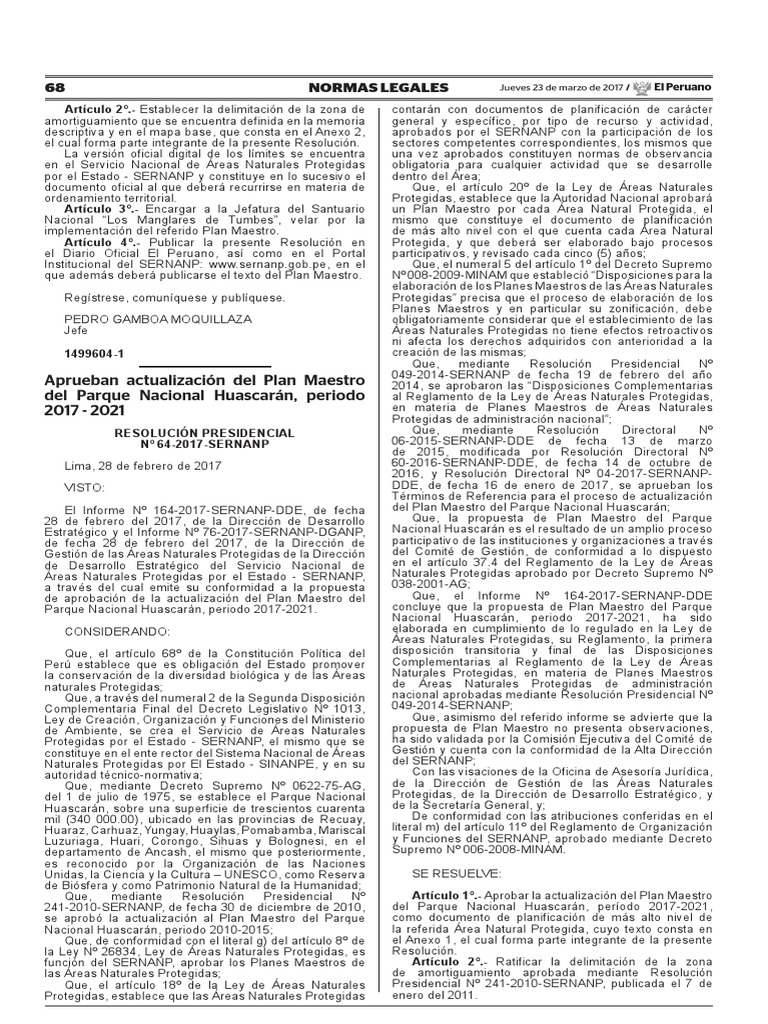 Aprueban Actualización Del Plan Maestro Del Parque Nacional Huascarán ...