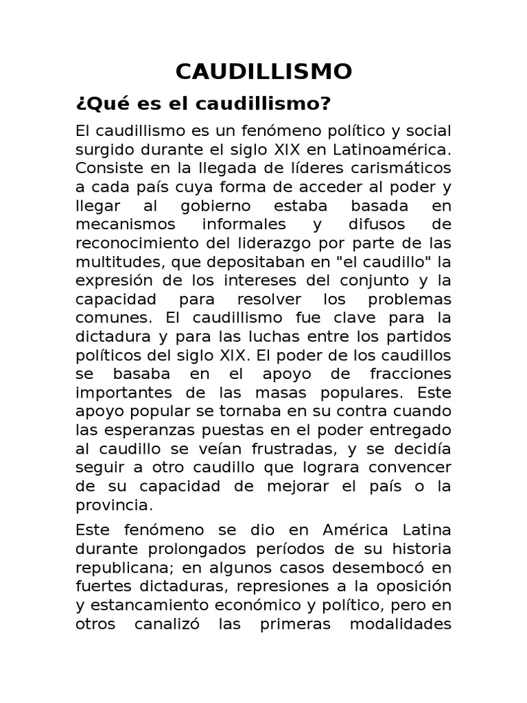 CAUDILLISMO | PDF | Perú | Gobierno