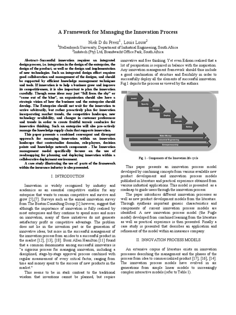 132 - A Framework For Managing The Innovation Process PDF | PDF ...
