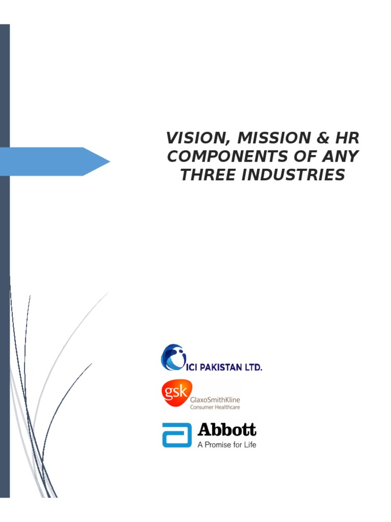Vision, Mission & HR Components of Any Three Industries | PDF ...