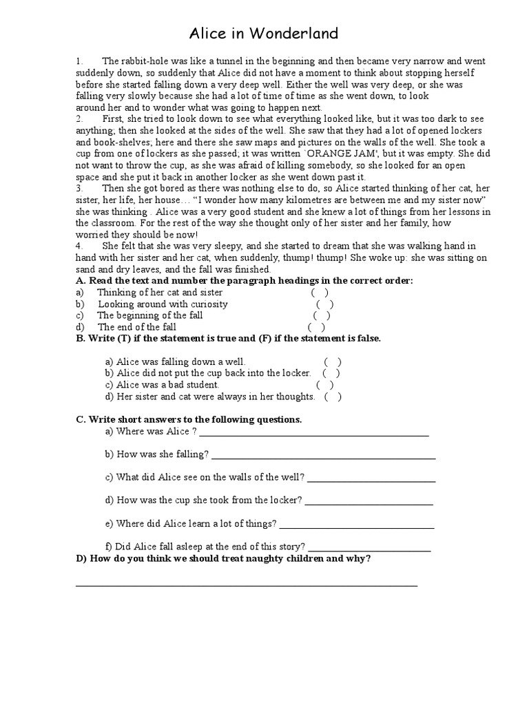Alice in Wonderland | PDF | Literary Motifs | Literature Featuring ...