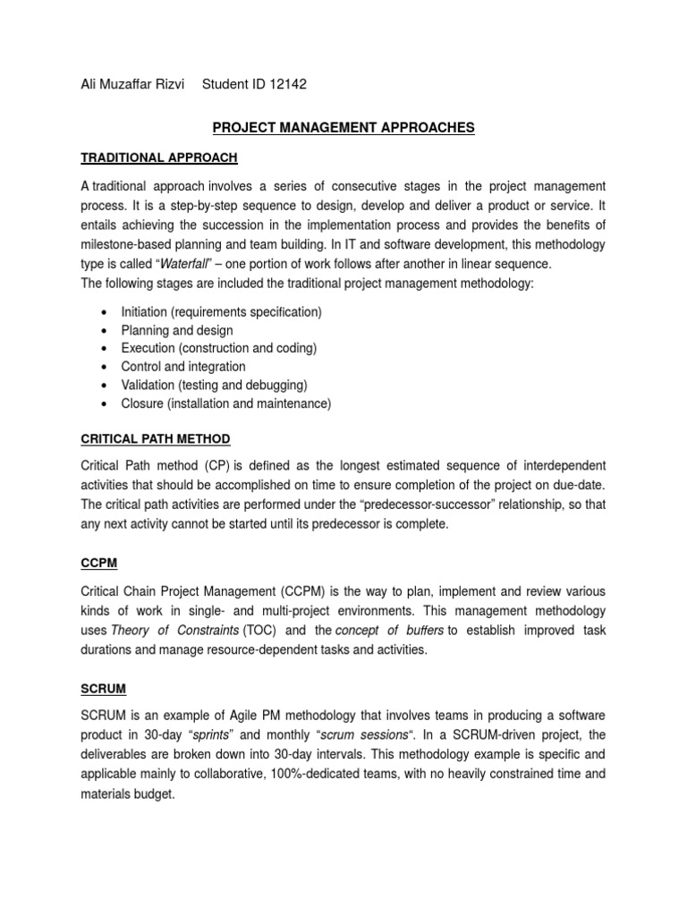 Project Management Methodologies Overview | PDF | Project Management ...