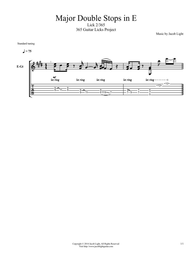 002 Major Double Stops in E | PDF