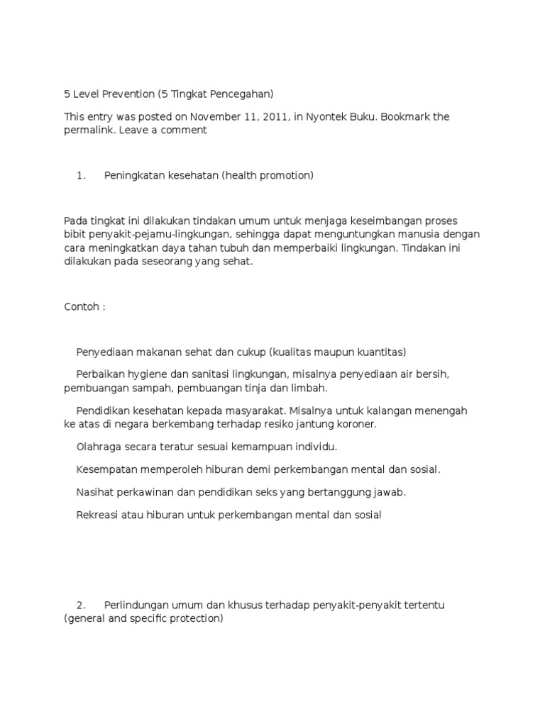 5 Level Prevention | PDF