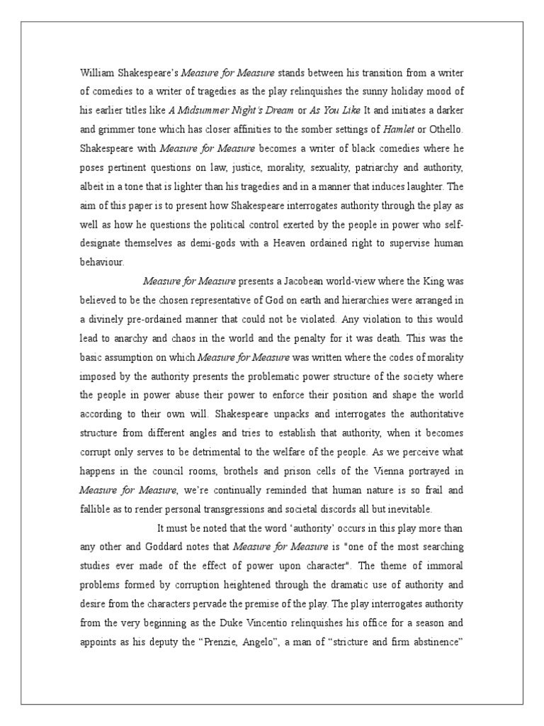 Interrogating Authority in Measure For Measure | PDF | Justice | Crime ...