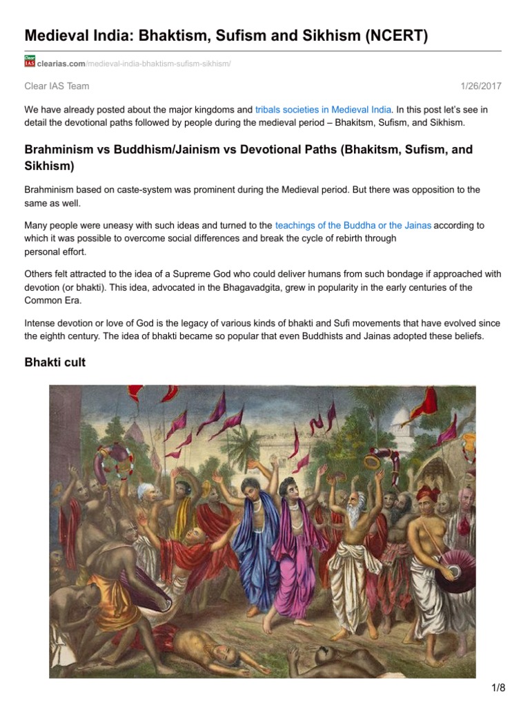 Medieval India Bhaktism Sufism and Sikhism NCERT | PDF | Bhakti | Moksha