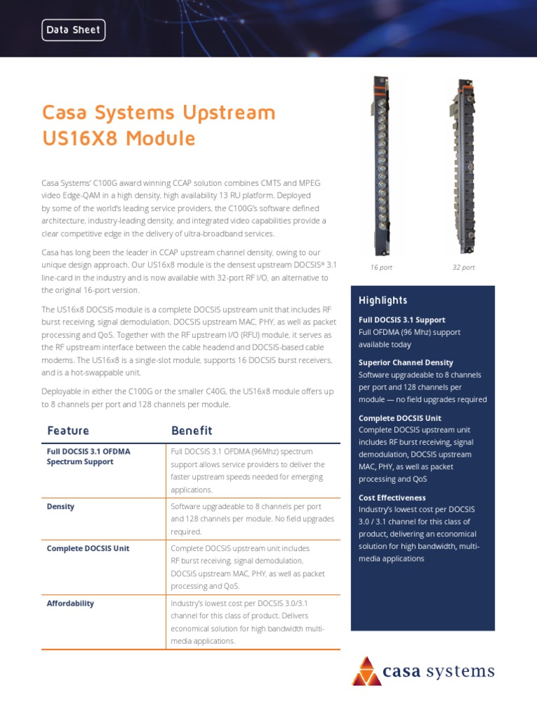 Casa Datasheet US16x8 | PDF | Media Technology | Networks