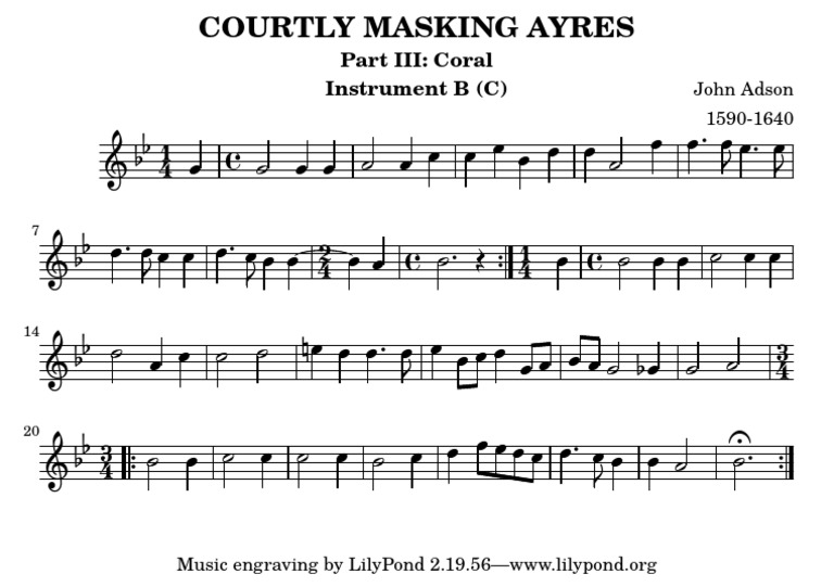 Part III: Coral Instrument B (C) : John Adson 1590-1640 | PDF
