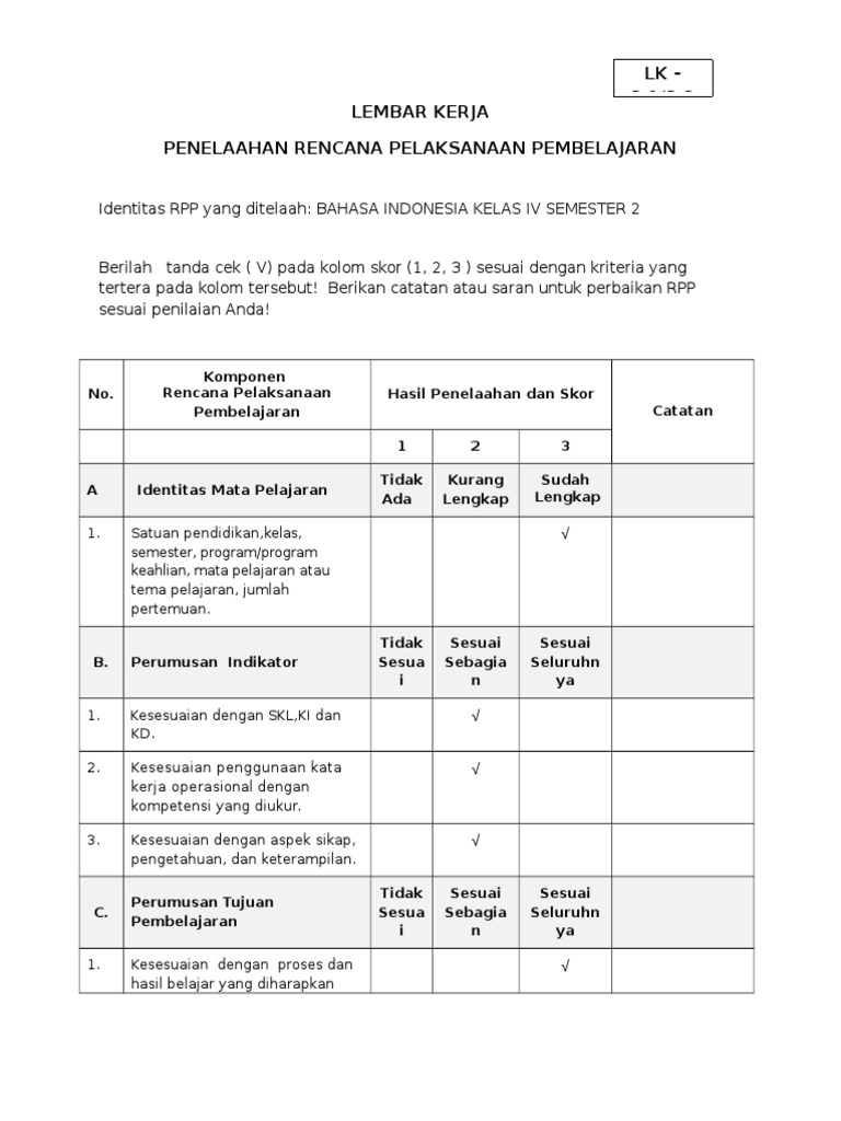 LK Telaah RPP | PDF