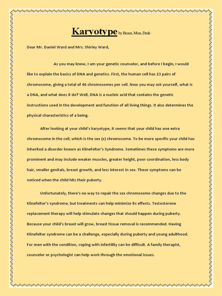 Klinefelters Syndrome Letter | PDF