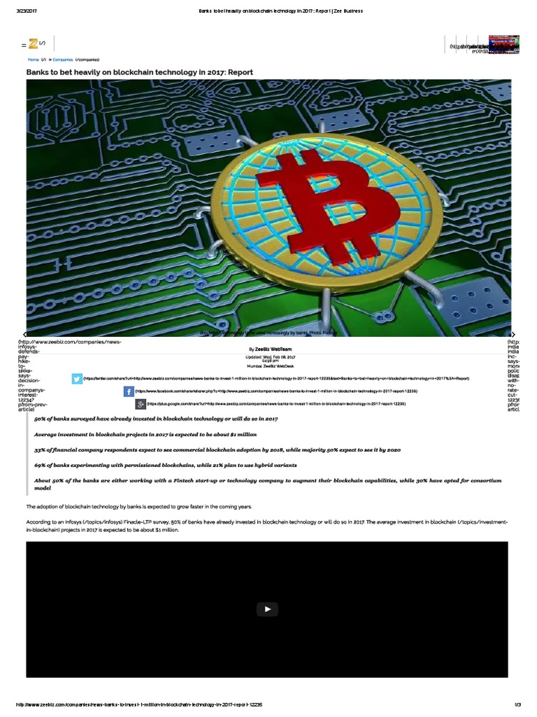 Banks to invest $1 million in blockchain technology in 2017: Report | PDF | Blockchain (Database ...