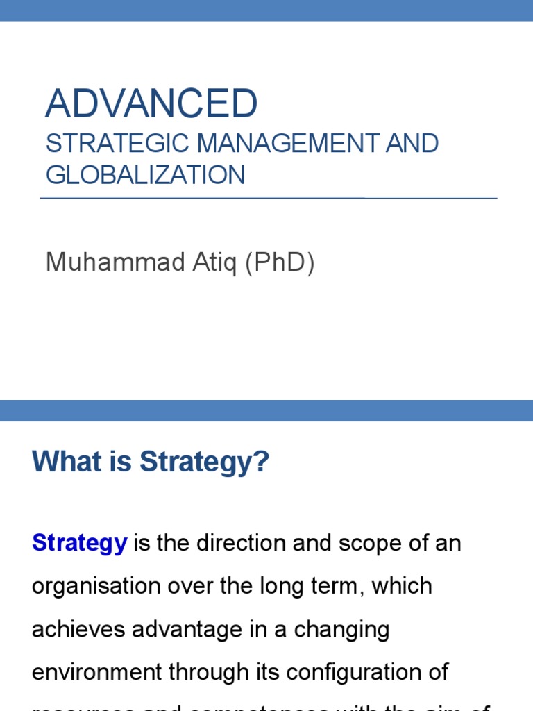 Advanced Strategic Management | PDF | Strategic Management ...