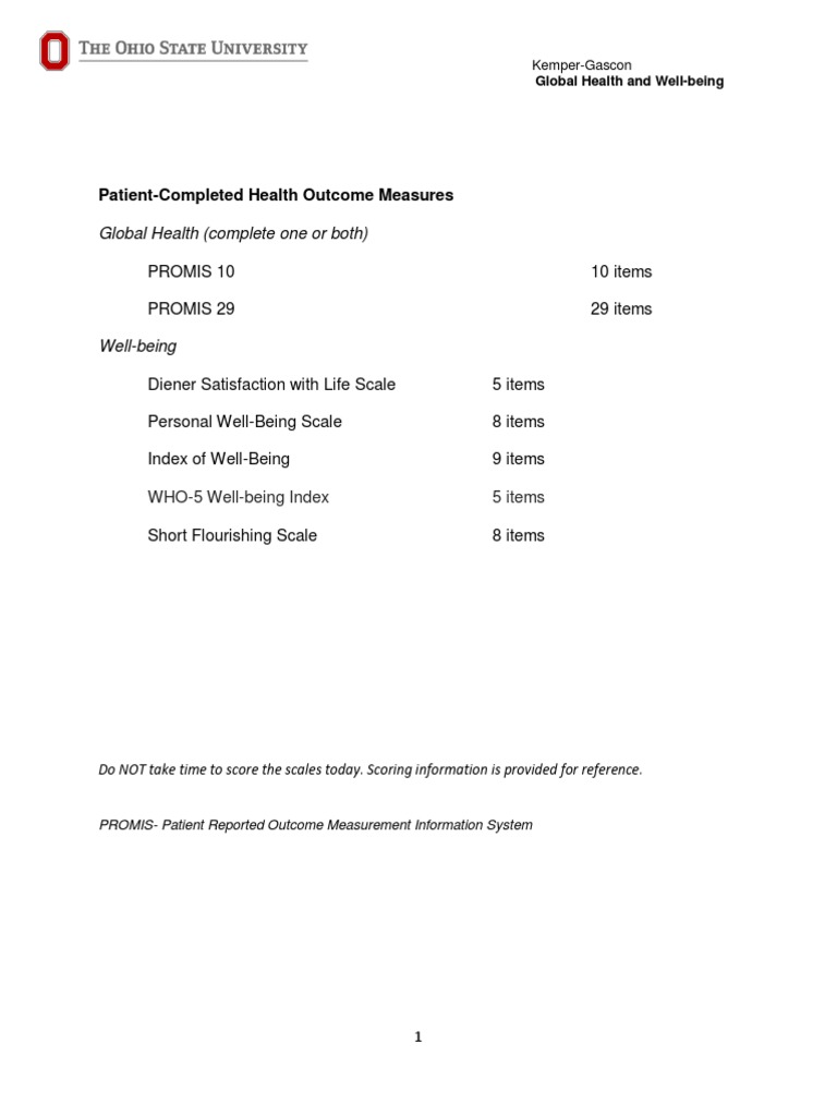 Patient-Reported Health Outcome Measures | PDF | Quality Of Life ...