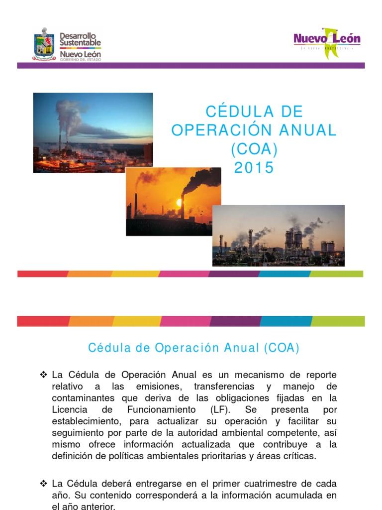 Cédula de Operación Anual (COA) 2015 | PDF | Contraseña | Internet