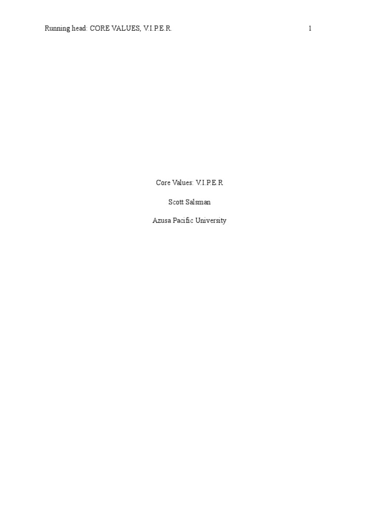 Core Values Paper Pdf Pdf Value Ethics Leadership