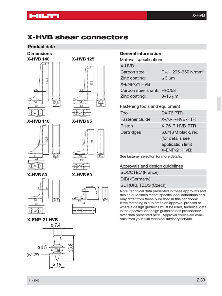 Hilti X-HVB Shear Connectors Guide | PDF | Beam (Structure) | Shear Stress