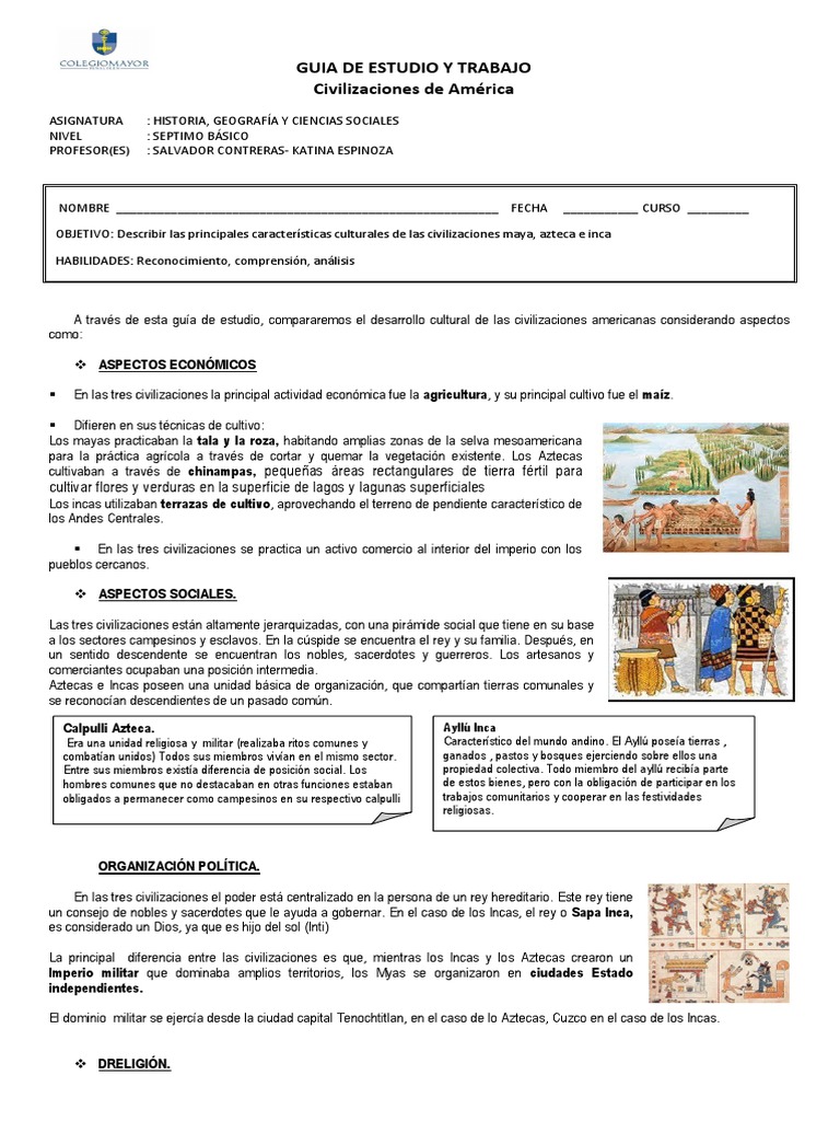 Civilizaciones Americanas: Guía de Estudio | PDF | Imperio Inca ...