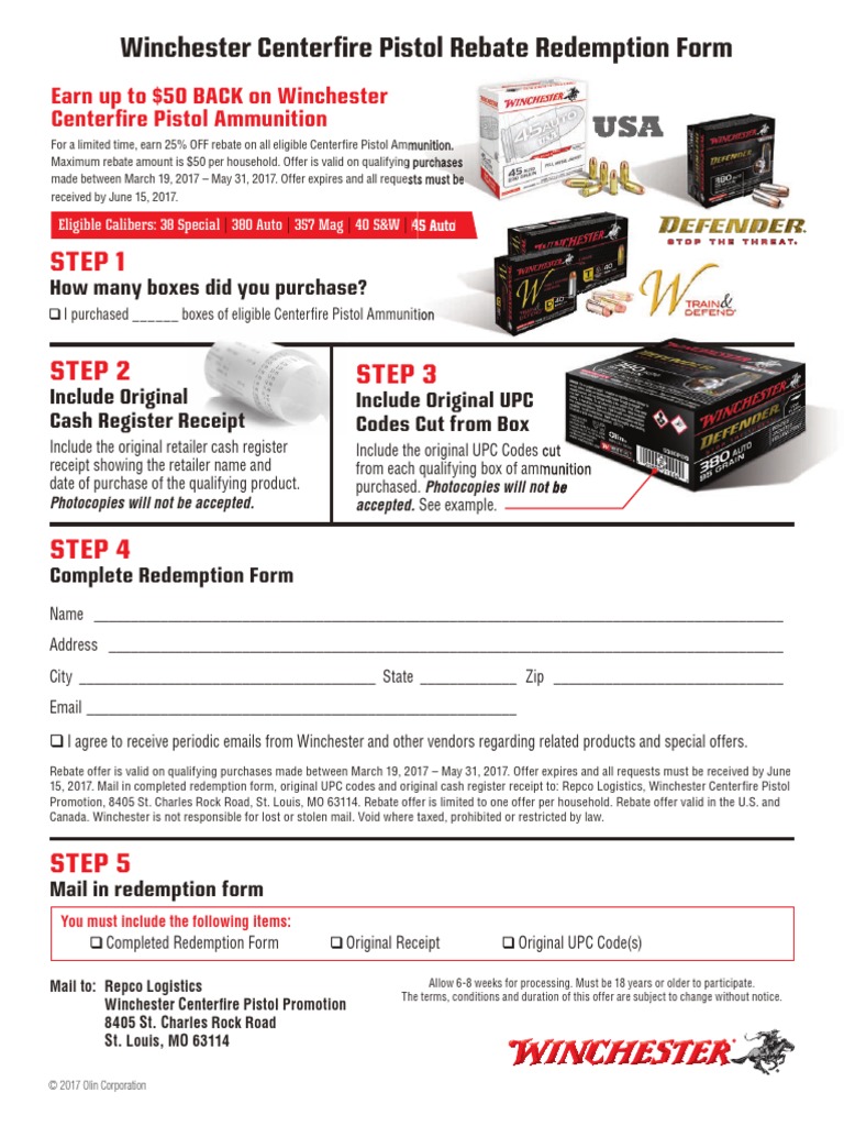 Winchester Centerfire Pistol Rebate | PDF