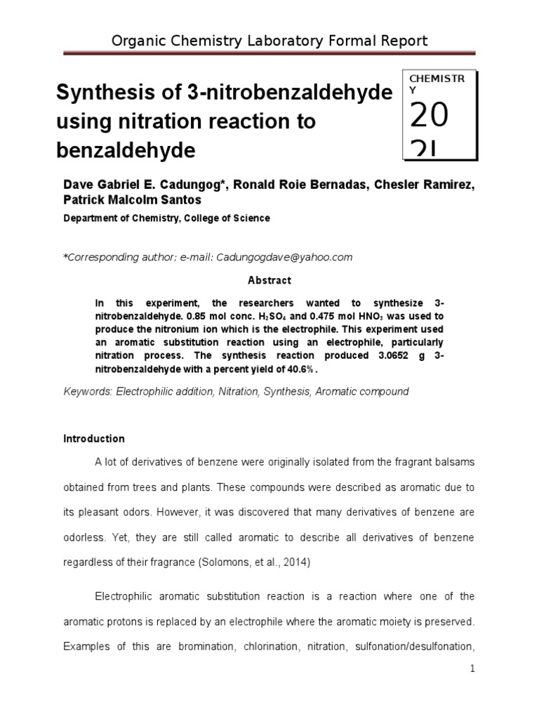 3-nitrobenzaldehyde | Nitric Acid | Chemical Reactions