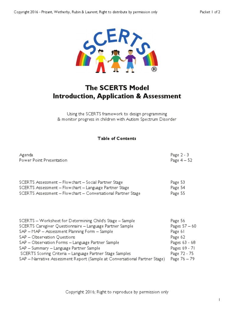 SCERTS Aut Ind UK Packet 1 of 2 Jan 2016 | Autism | Emotional Self ...