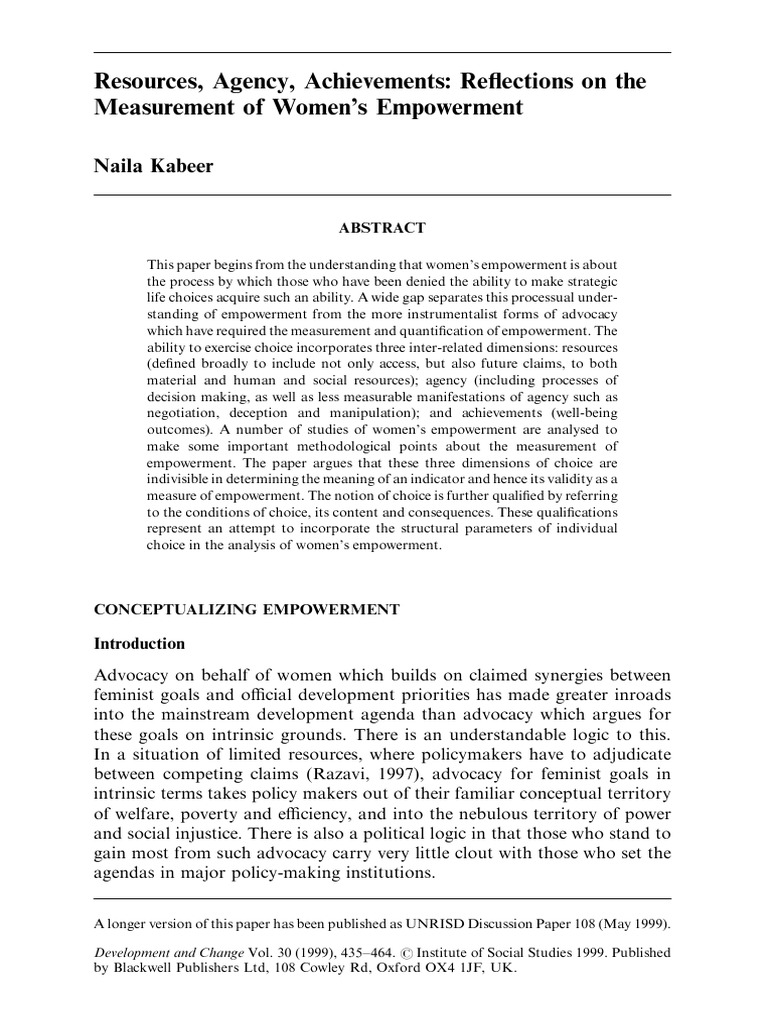 Naila Kabeer Empowerment PDF | PDF | Empowerment | Gender