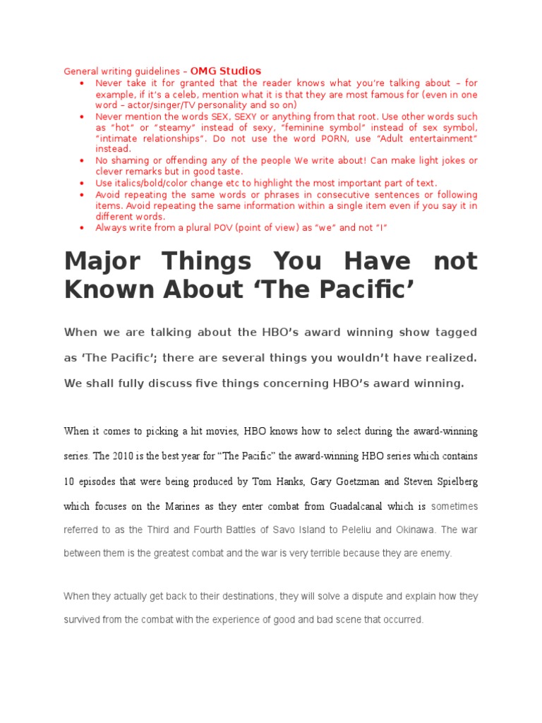 General Writing Guidelines | PDF | Armed Conflict | Leisure