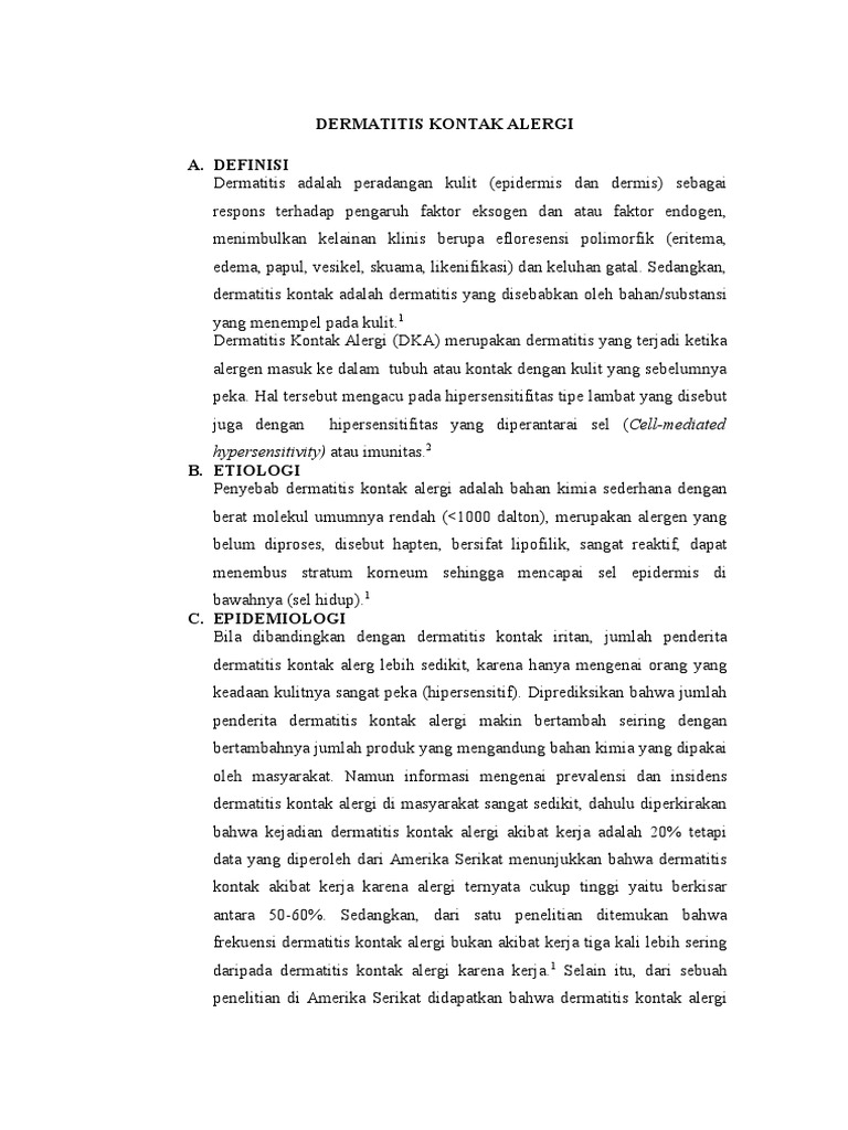 DERMATITIS KONTAK ALERGI: PENGERTIAN, PENYEBAB, GEJALA DAN ...