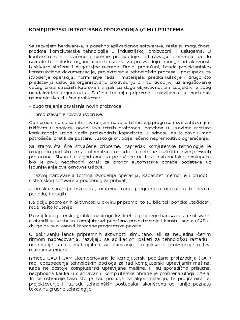 Kompjuterski Podržana Proizvodnja | PDF