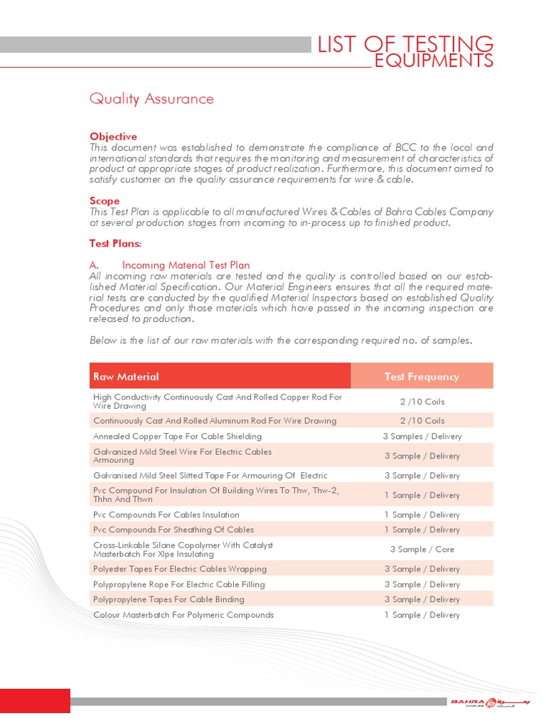 2.6 List of Testing Equipments PDF | PDF | Wire | Electrical Conductor