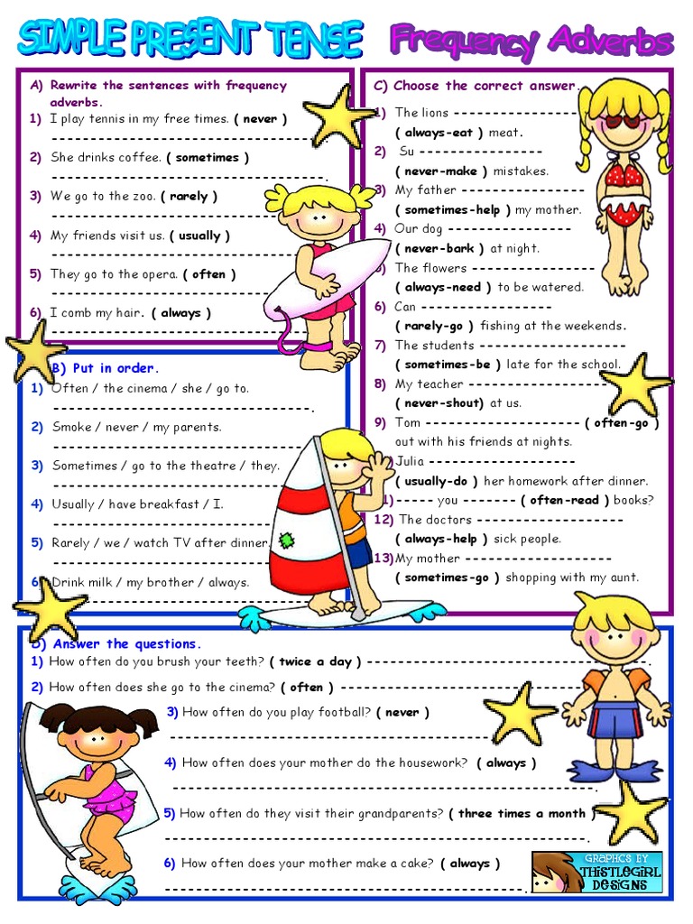 Frequency Adverbs Simple Present Tense | PDF | Linguistics | Style ...