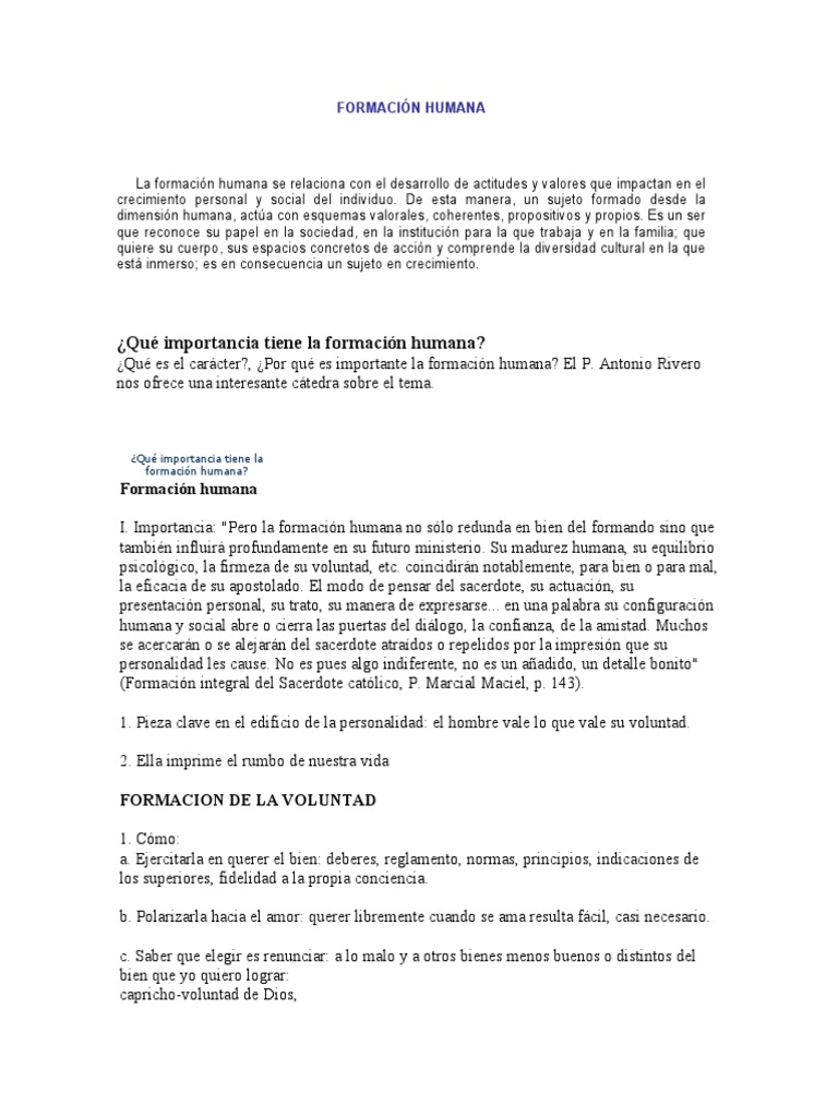 FORMACIÓN HUMANA