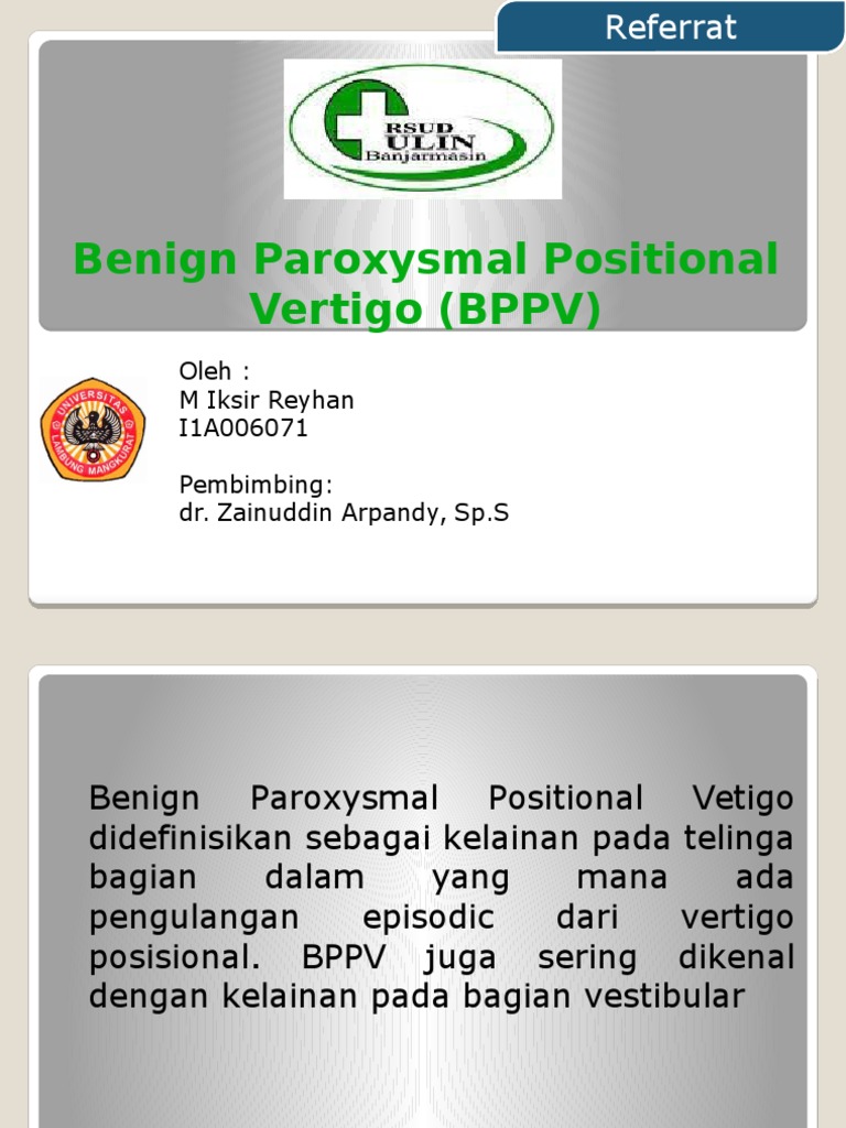 Benign Paroxysmal Positional Vertigo BPPV | PDF
