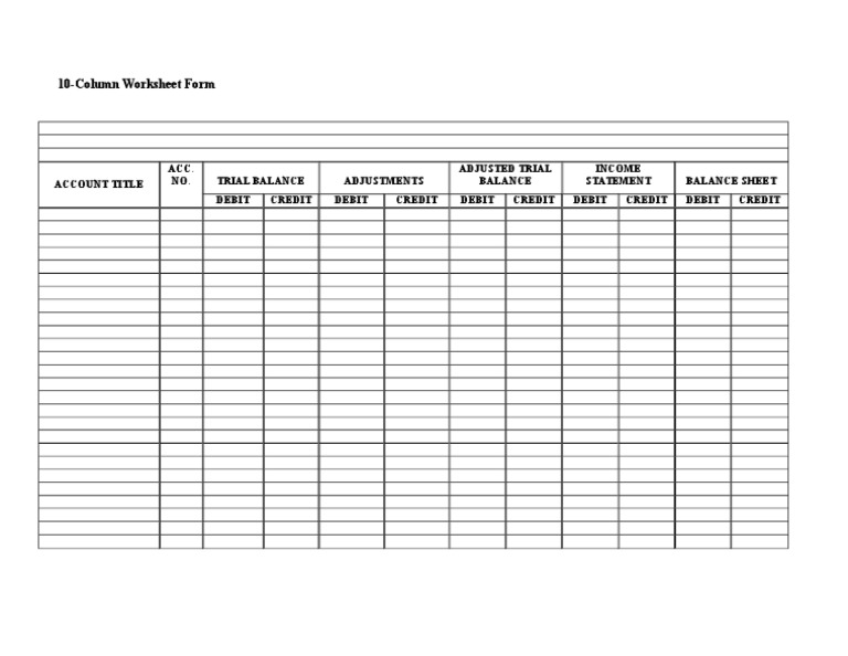 10-Column Worksheet Form | PDF