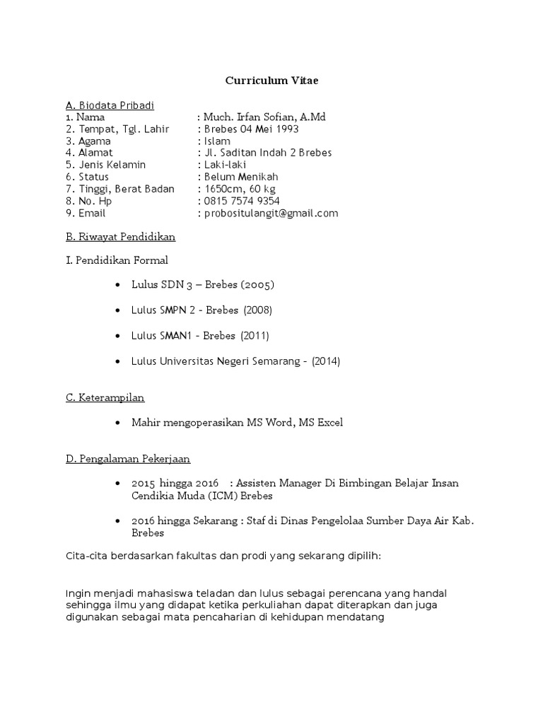Curriculum | PDF | Karier & Perkembangan