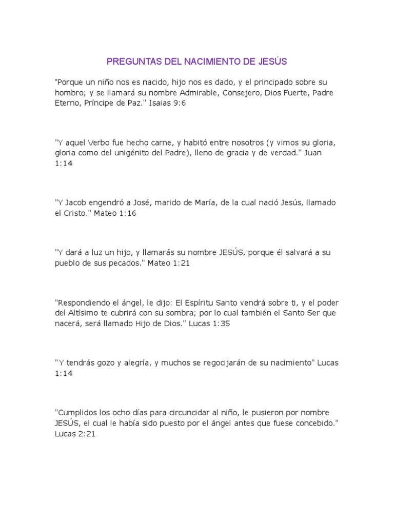 Preguntas Del Nacimiento de Jesús | PDF