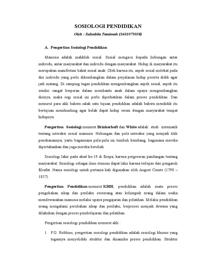 Sosiologi Pendidikan | PDF