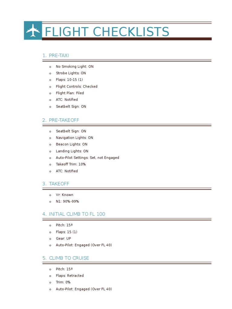 Flight Checklists | PDF | Business | Computers